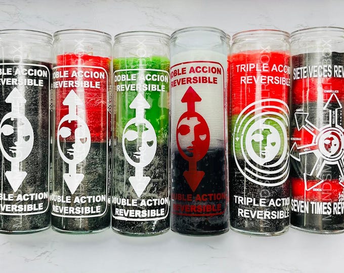 Double—triple—7x Action Reversible Glass Candles | Velas De Vidrio ...