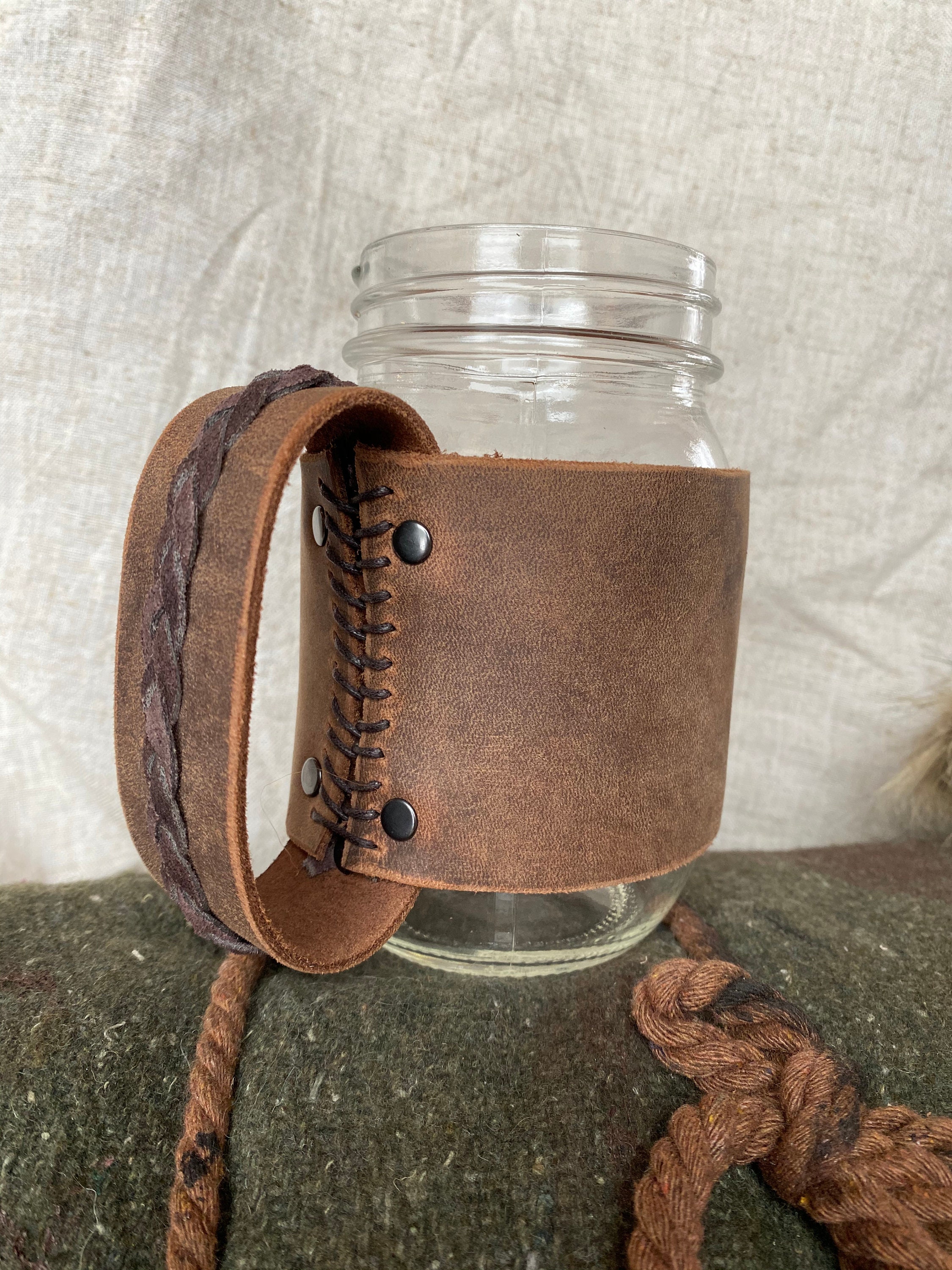 Leather Mug Sleeve / Camping Mug / Leather Cover / Mug Jacket - Etsy