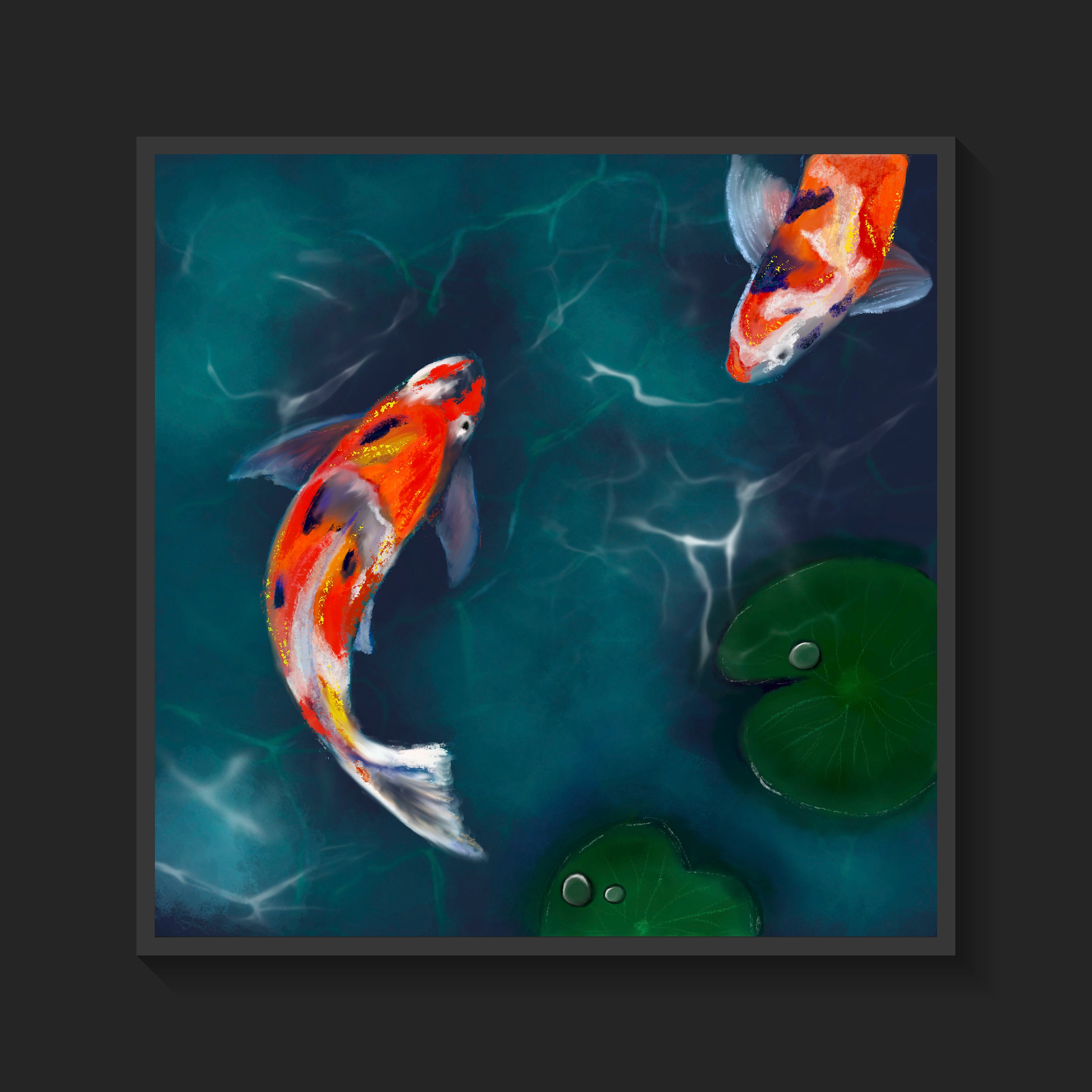Japanese Koi Pond Painting - Digital Printable Art - Etsy