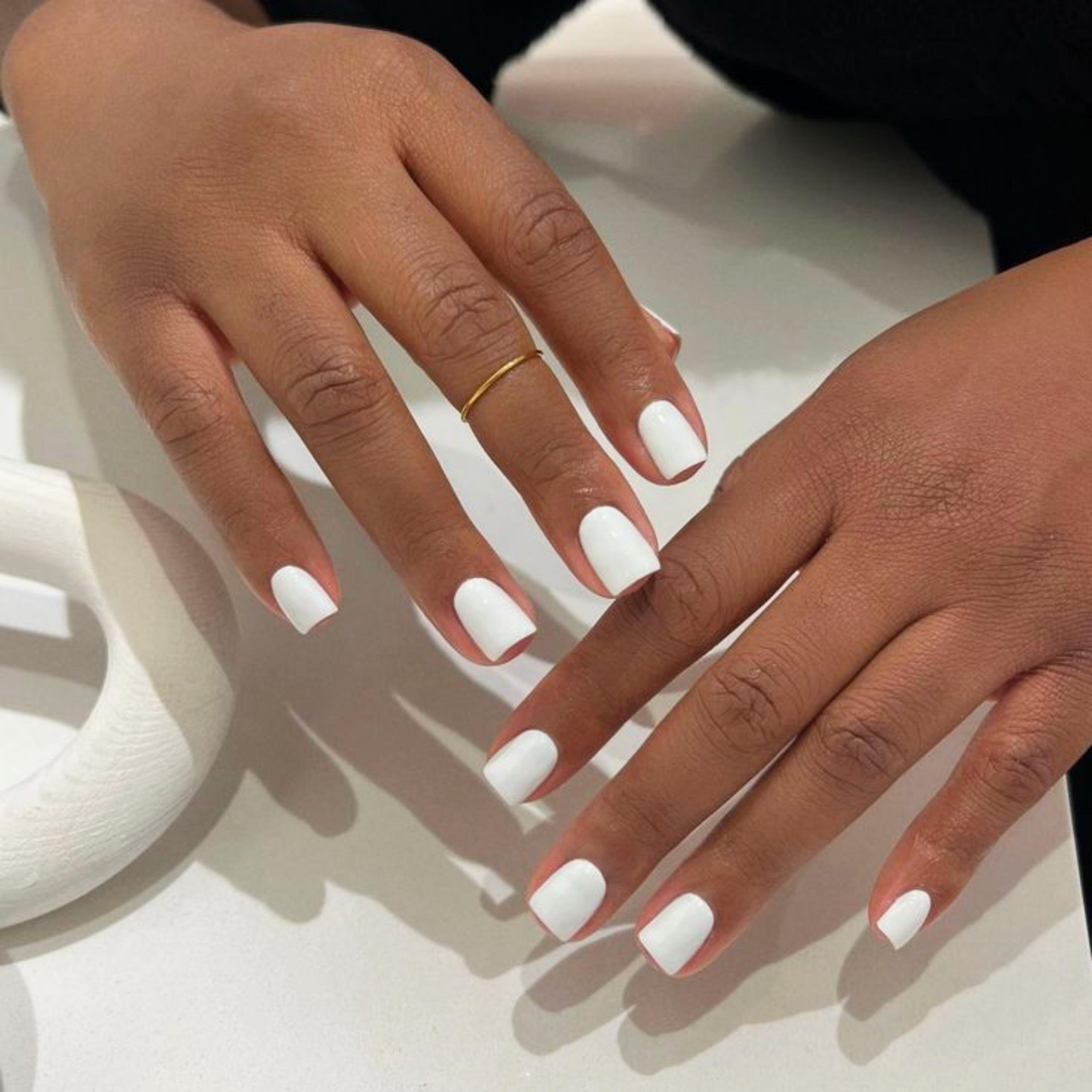 Short Square White Press on Nails| Square Press on Nails Short| Solid ...