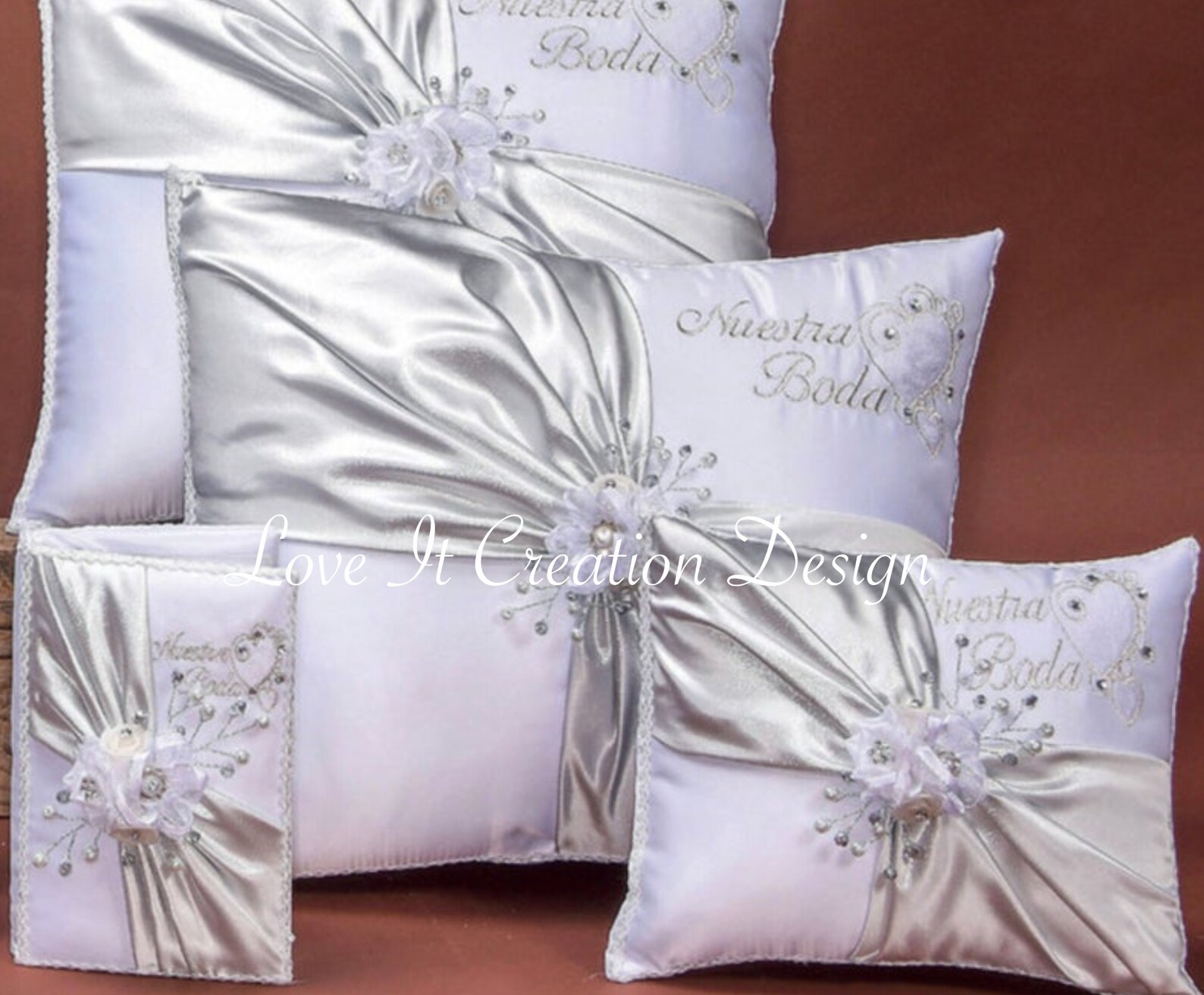 Custom Made Wedding Pillow Set/personalizado Set De Cojines Para Boda ...