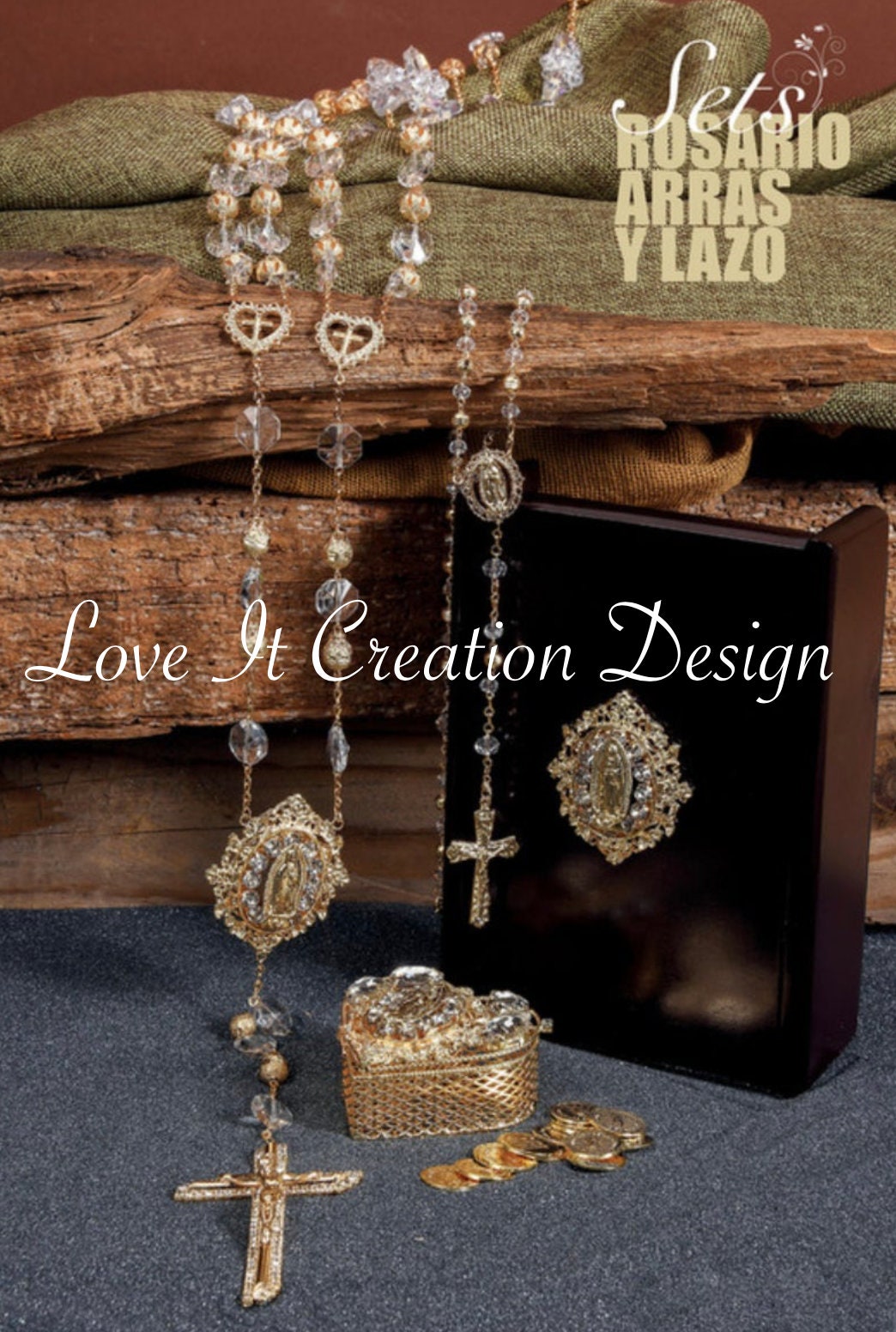 Set De Rosario, Arras Y Lazo/set of Rosary, Arras and Beautiful Wedding ...