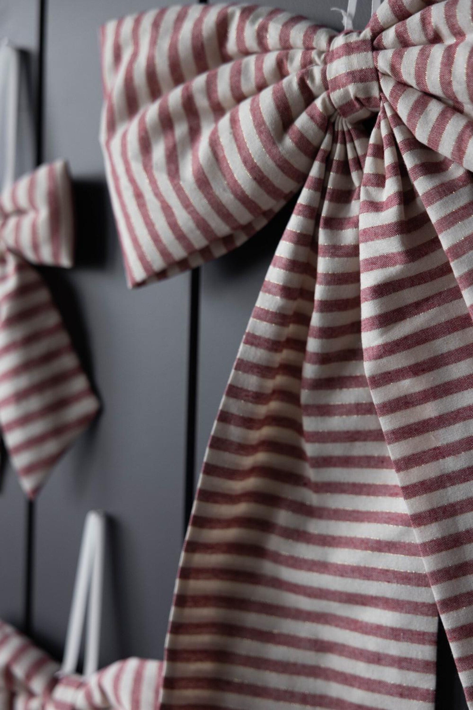 Bow Fabric Striped Red Bows Luxe B Co. - Etsy