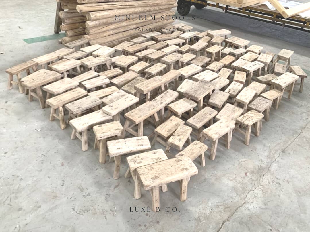 Vintage Found Stool Small Wooden Bench Rustic Elm Wood Display Riser ...