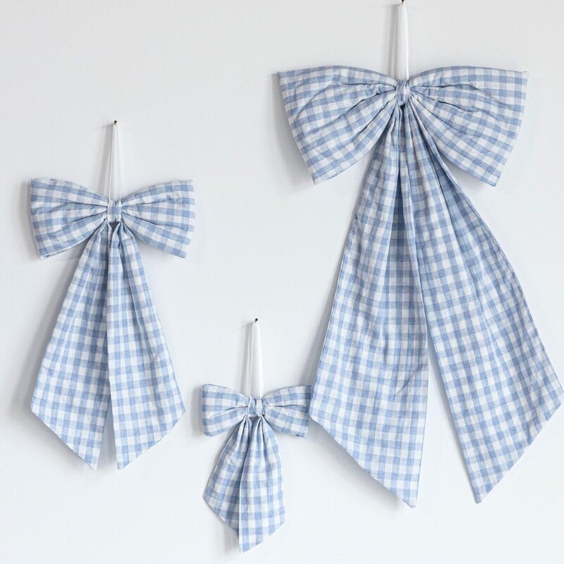 Blue Gingham Bow - Etsy