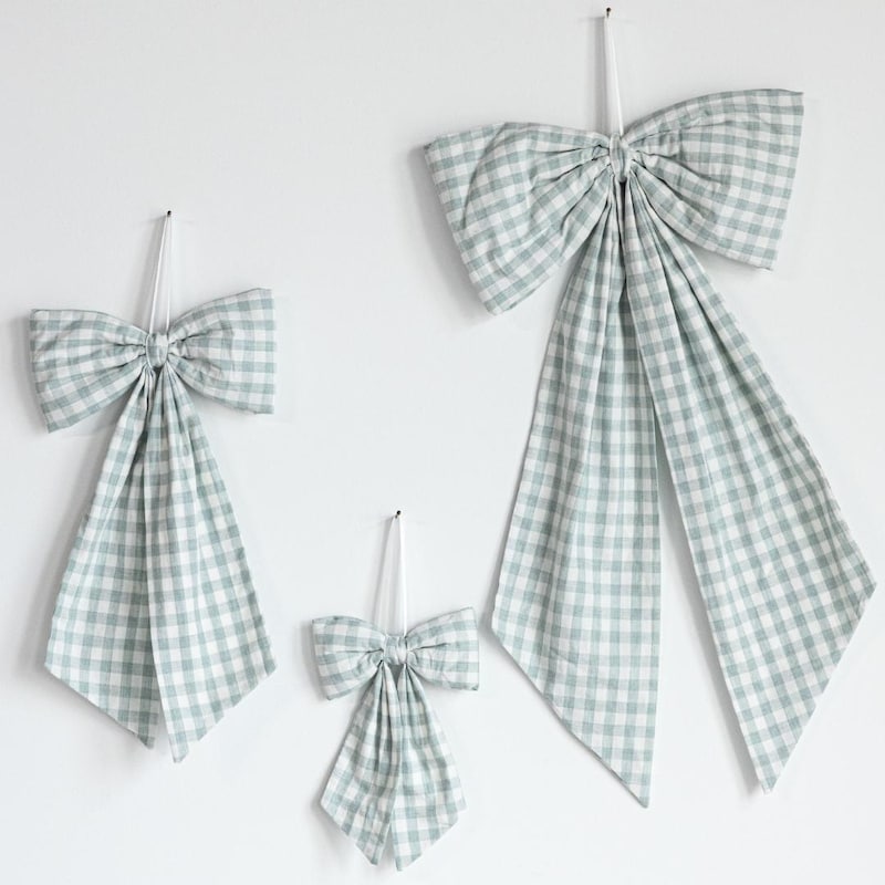 Green Gingham Door Bow - Etsy