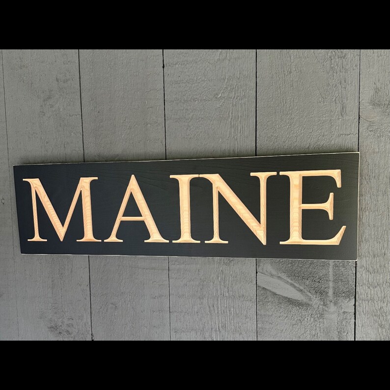 Maine Sign Carved Wood Sign Wood Sign Housewarming Gift Maine State ...