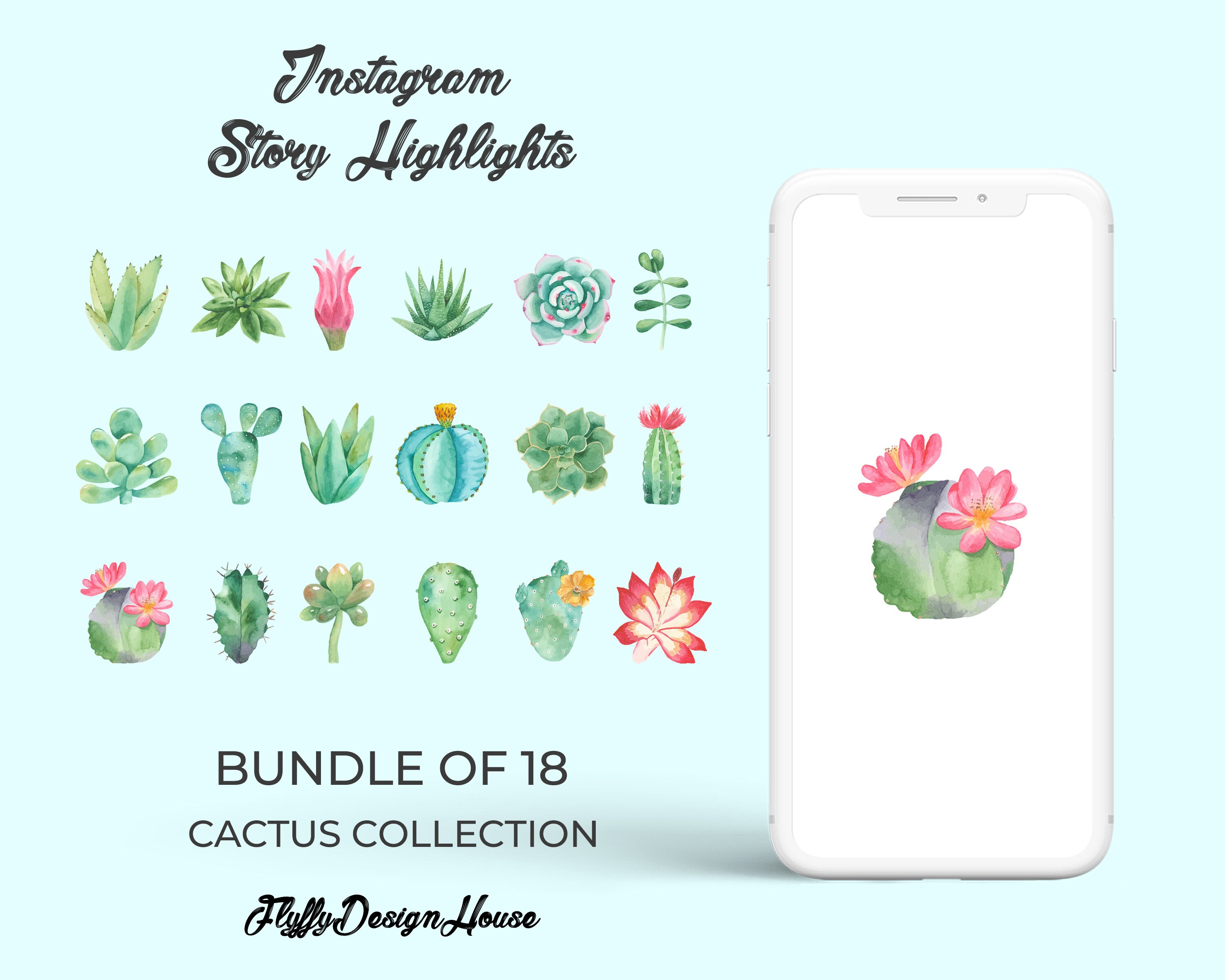 18 Cactus Instagram Icons Cactus Flower Cactus Instagram - Etsy