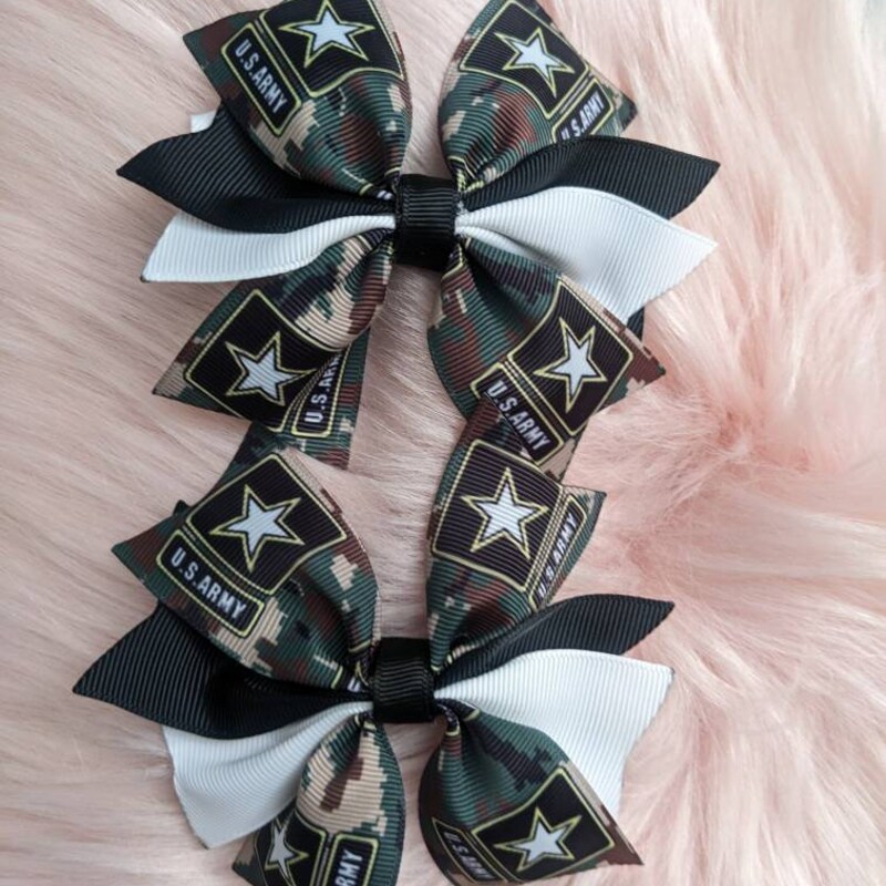 Army Hair Bow - Etsy