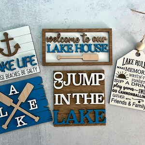 Lake Life Tiered Tray Mini Signs - Hand-painted Lake House Decor ...