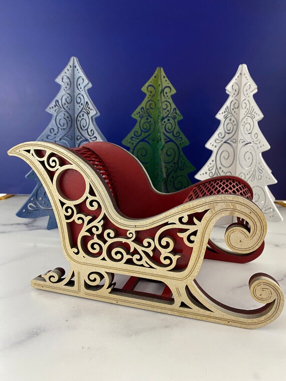 Wooden Santa Sleigh Christmas Sleigh | Personalised Sleigh Laser