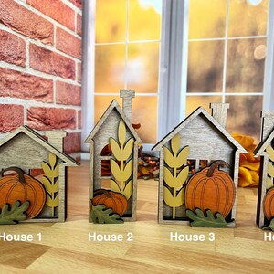Fall Harvest Mini House Collection With Faux Cutting Board Display ...
