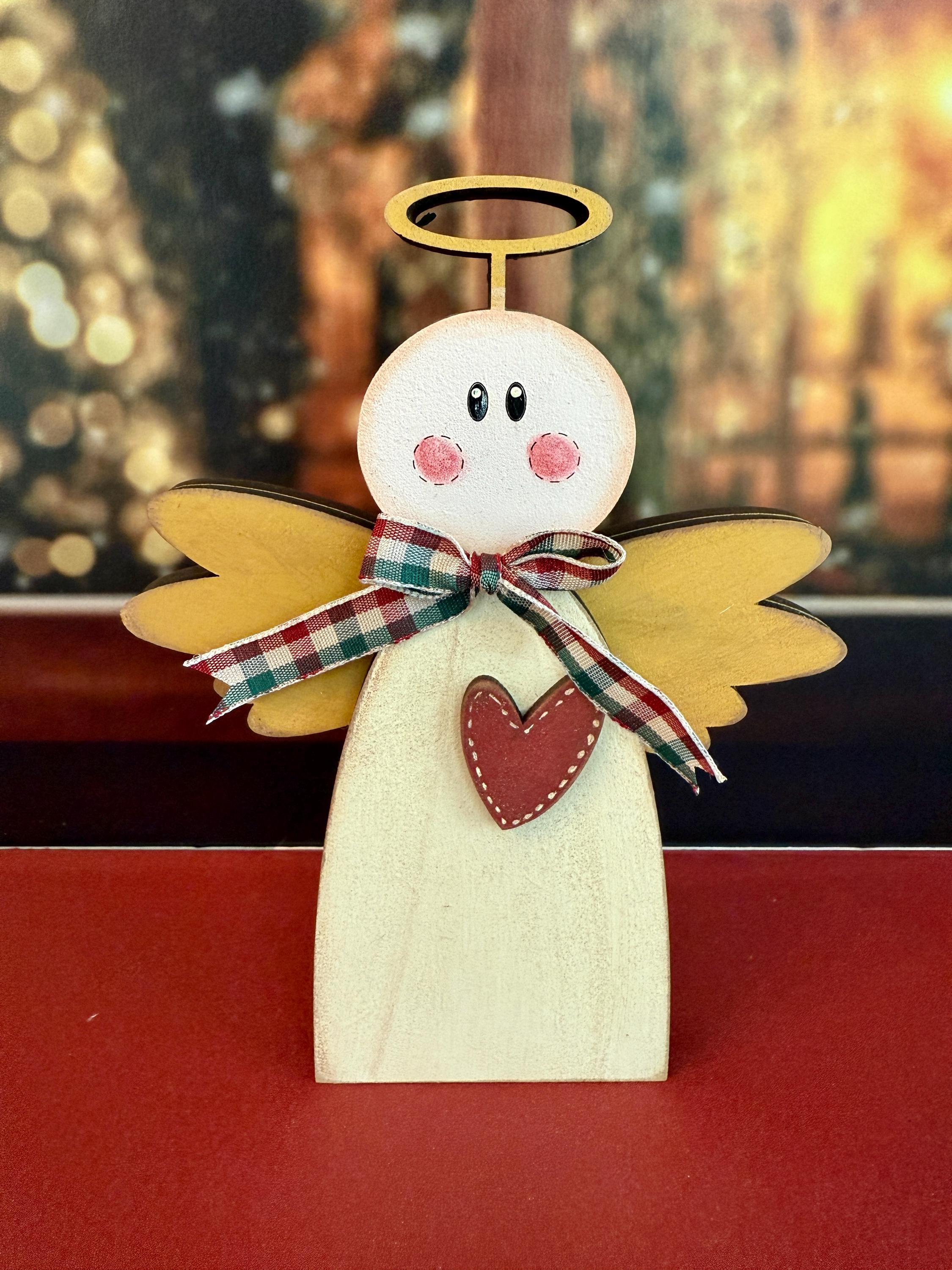 Primitive Angel Shelf Sitter – Hand Painted Folk Art Angel With Heart ...