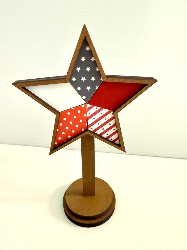 Patriotic Farmhouse Standing Stars - Pieced Design, Shelf Sitter, 5 ...