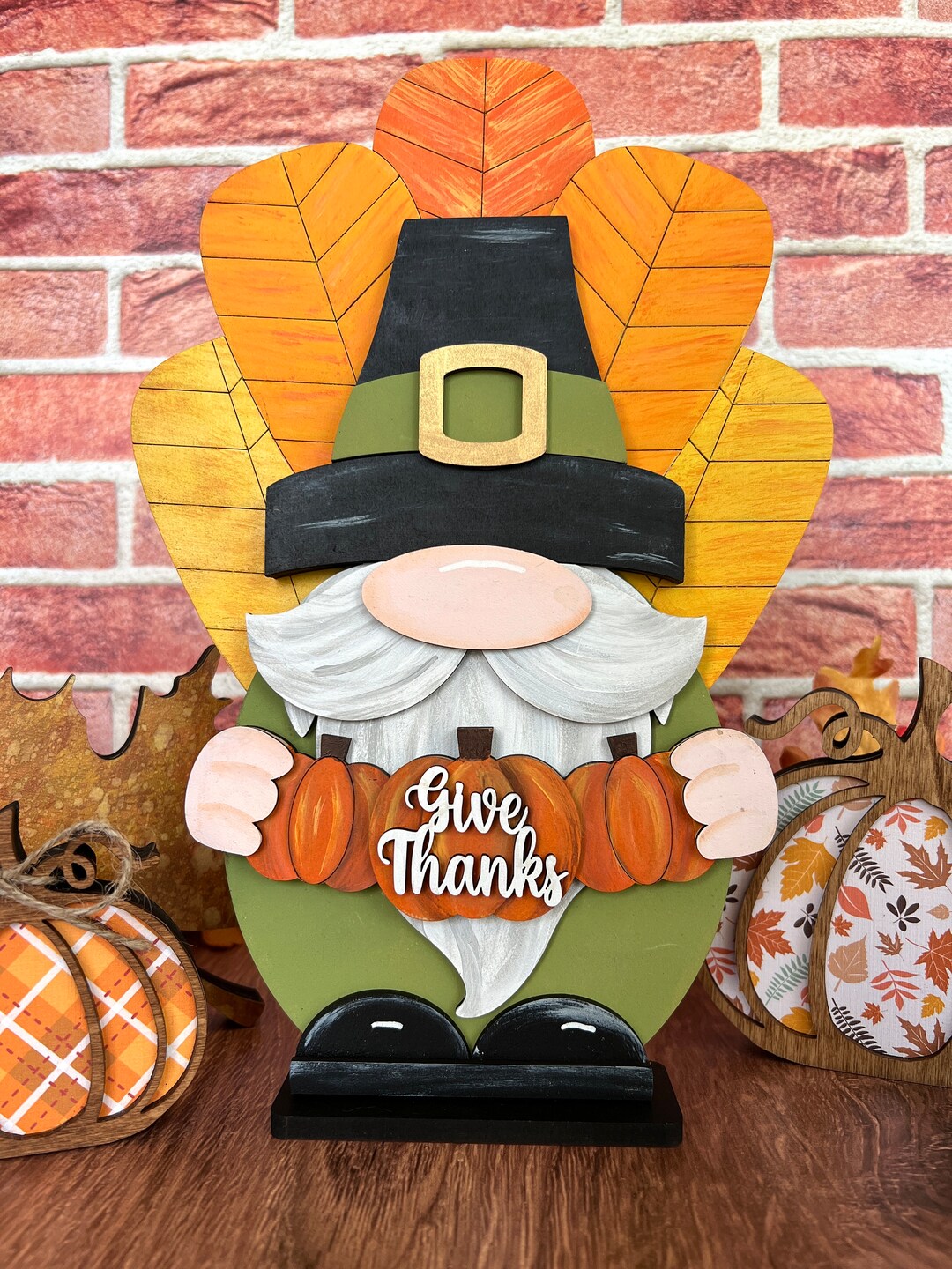 Pilgrim Gnome Handpainted Shelf Sitter, Thanksgiving Gnome, Fall Decor ...