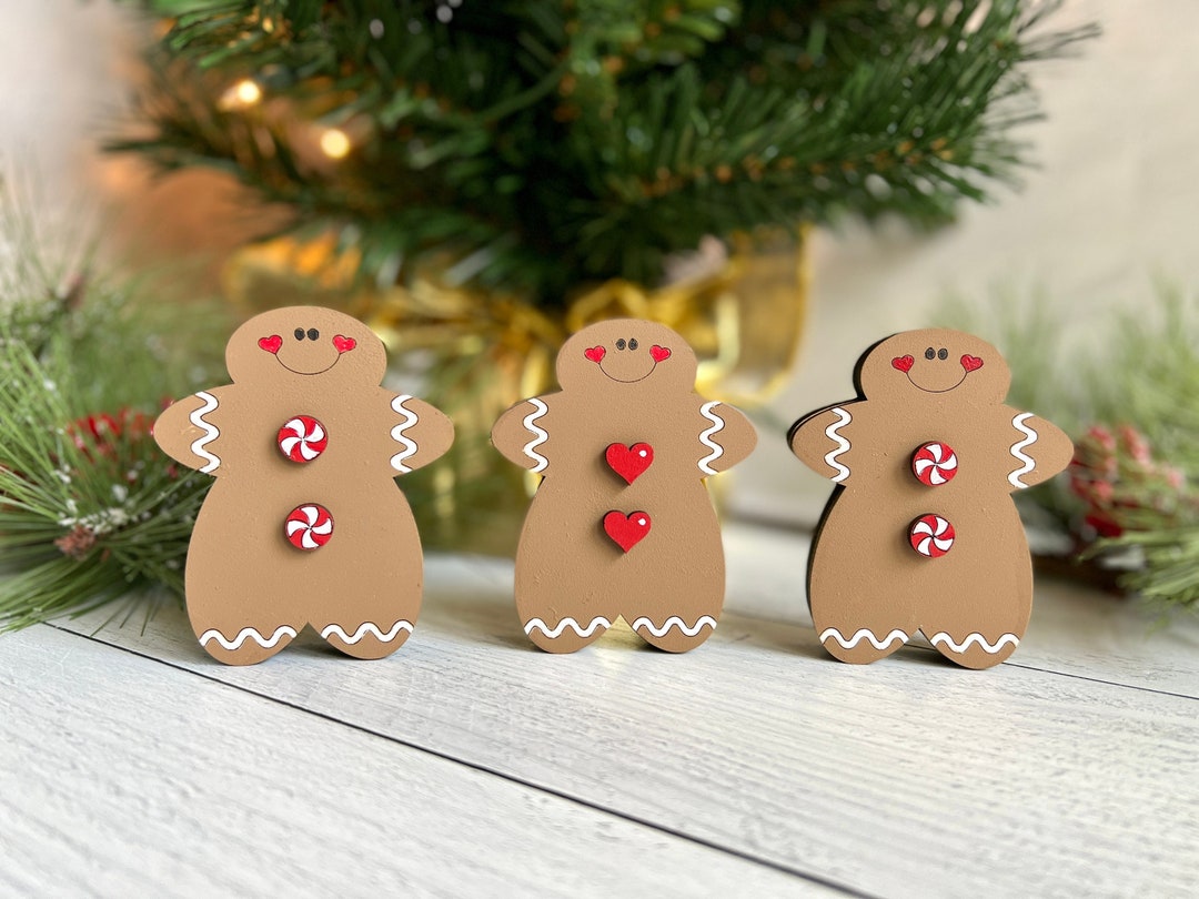 Chunky Gingerbread Cookie Shelf Sitter, Mantel Decor, Tiered Tray ...