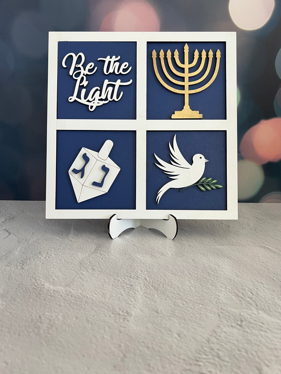 Hanukkah Interchangeable 4 Inch Squares, Be the Light, Dove of Peace ...