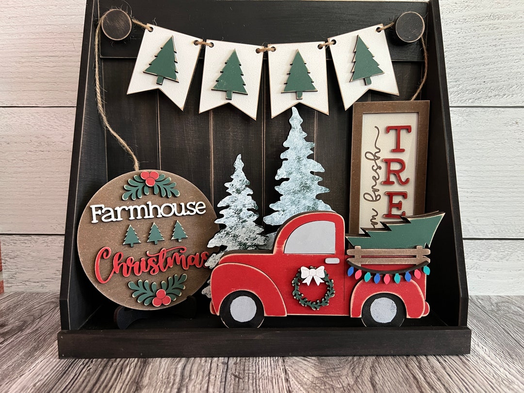 Farmhouse Christmas Tree Farm Collection, Hand Painted Laser Cut Decor ...