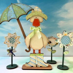 Spring Duck With Umbrella – Hand Painted Shelf Sitter – Primitive ...