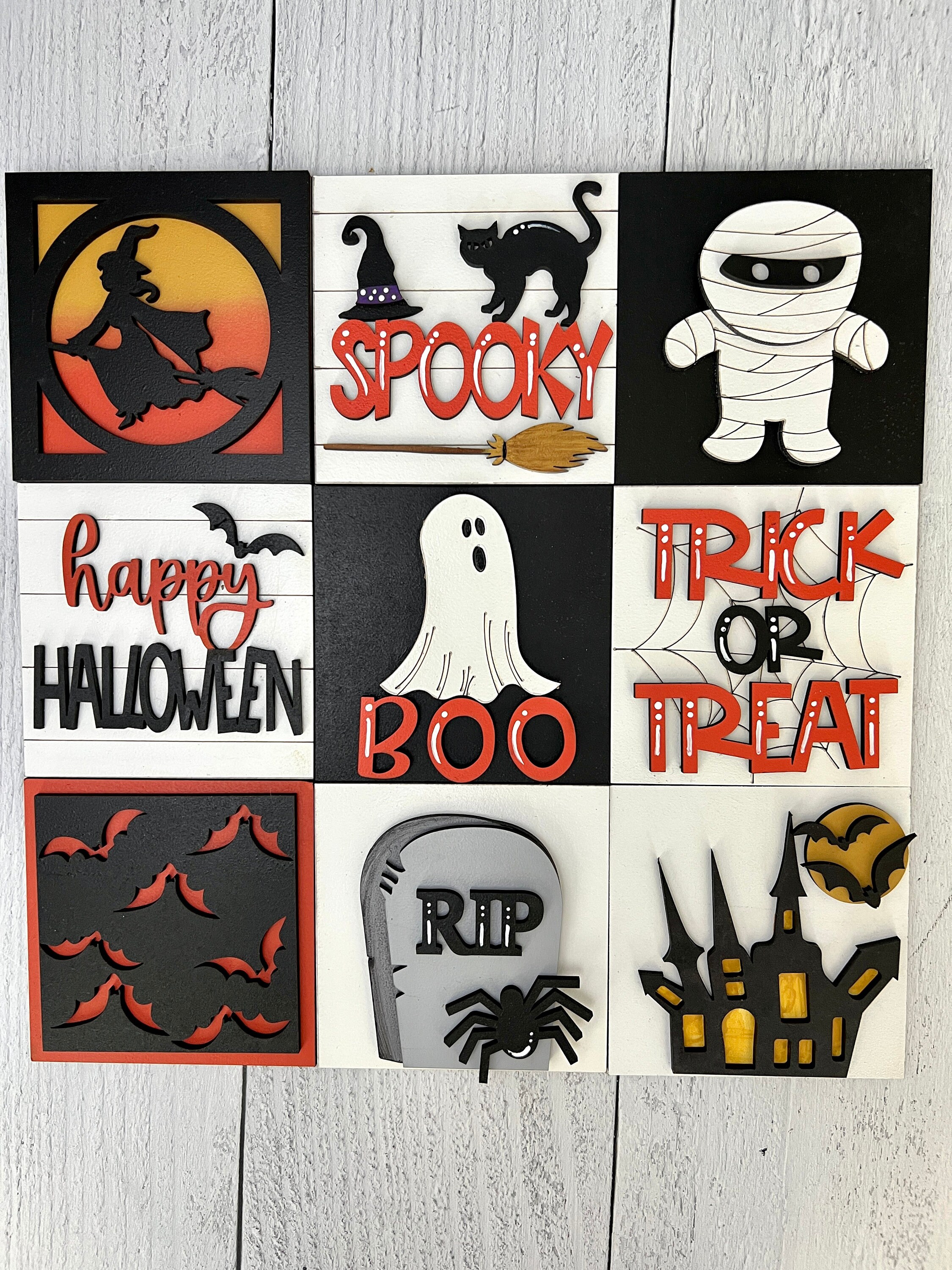 Halloween Theme Interchangeable Squares, 4"x4", Nine Styles, Hand ...