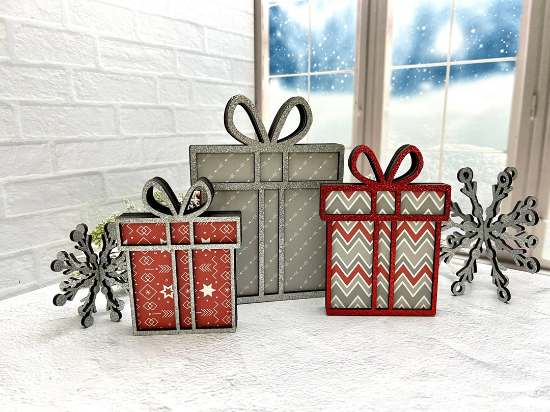 Chunky Gift Boxes, Christmas Decor, Three Sizes, Three Designs - Etsy