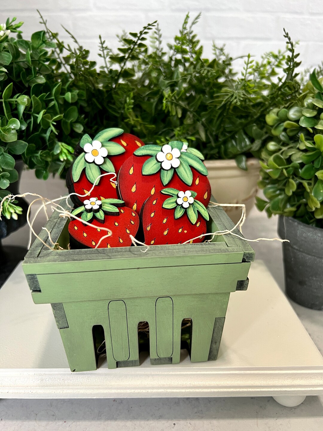 Strawberry Carton and Chunky Strawberries - Hand-painted Decor - 4 ...