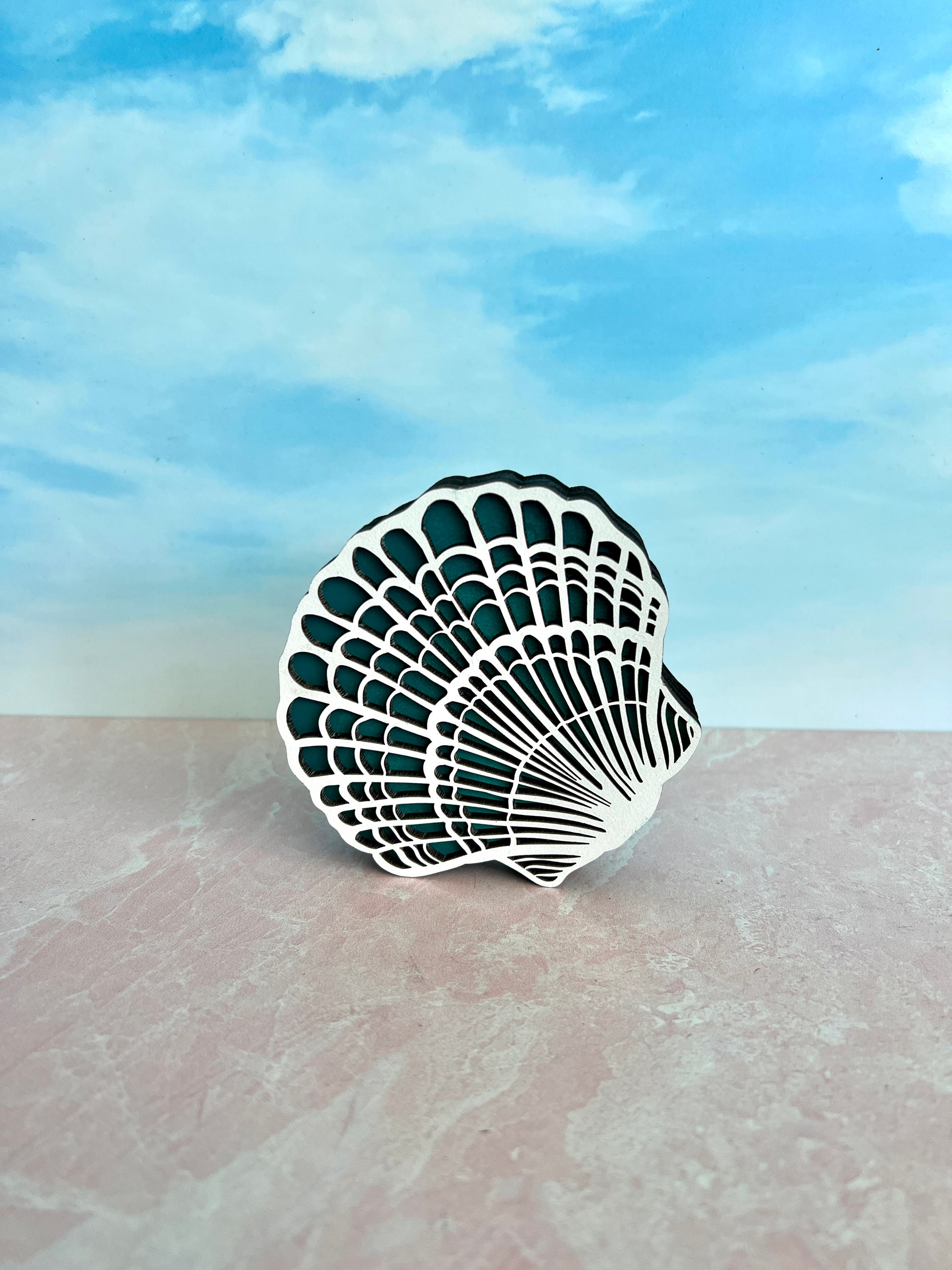 Chunky Faux Seashells & Starfish | Hand Painted Laser Cut Beach Shelf ...