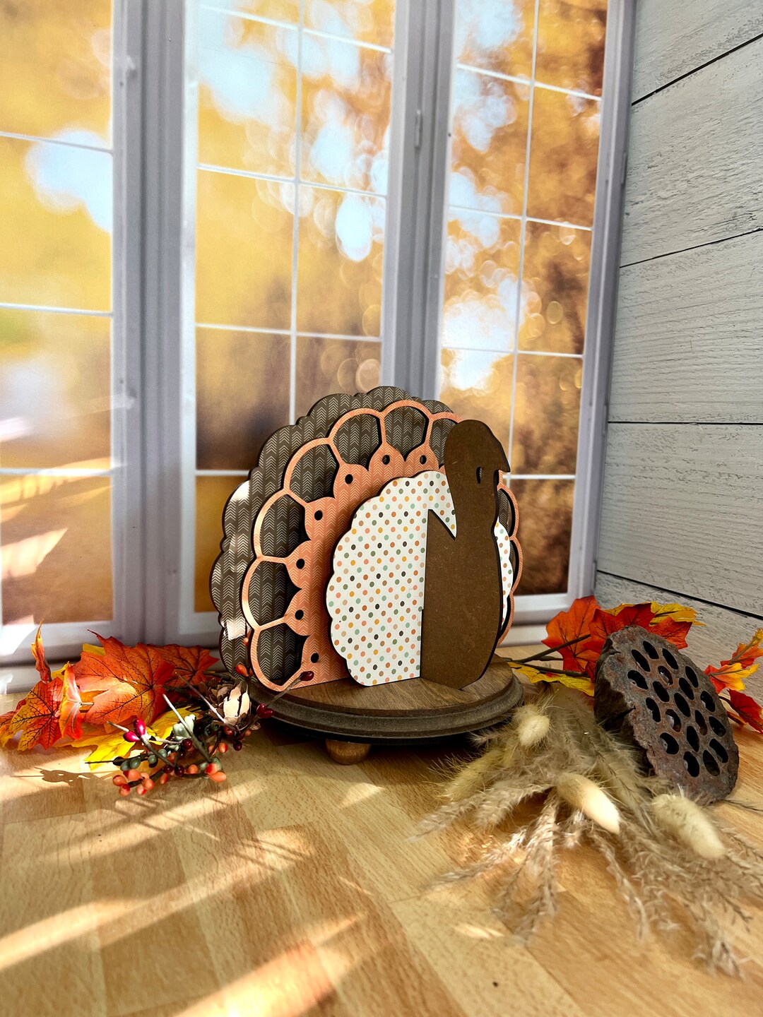 Freestanding Decorative Turkey, 3D Thanksgiving Centerpiece, Three ...