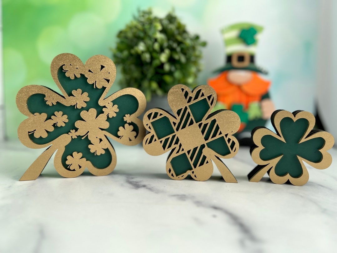 Chunky Shamrock Shelf Sitters, 3 Sizes, St Patrick's Day Decor, Tiered ...