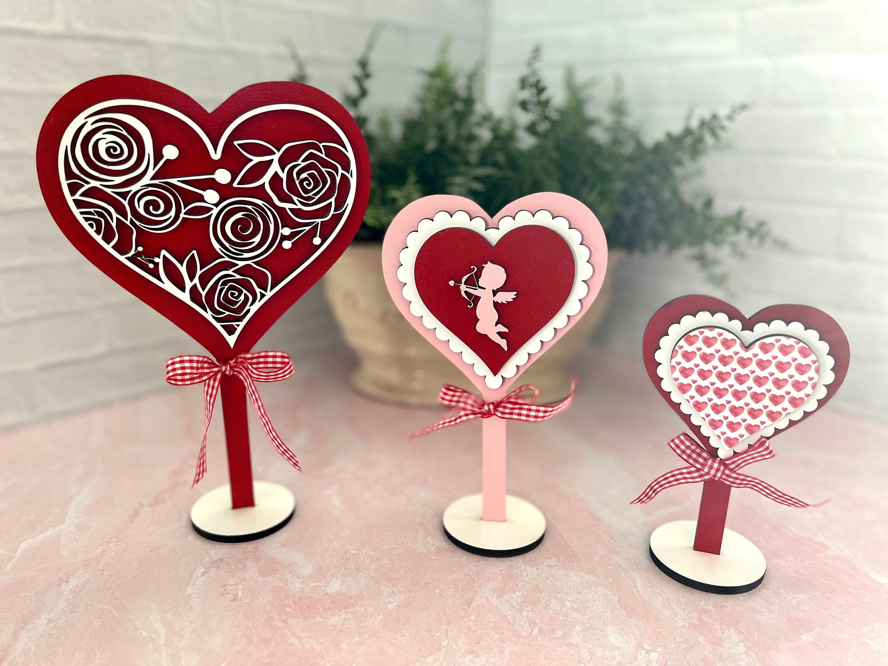 Standing Hearts Valentine's Day Decor Laser Cut Hand - Etsy