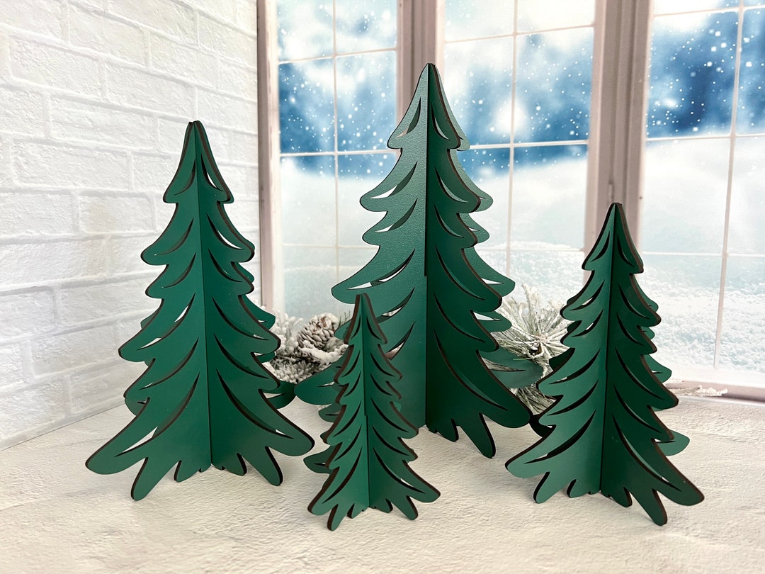Decorative 3D Tree, Simple Design, Four Sizes, Painted, Christmas ...