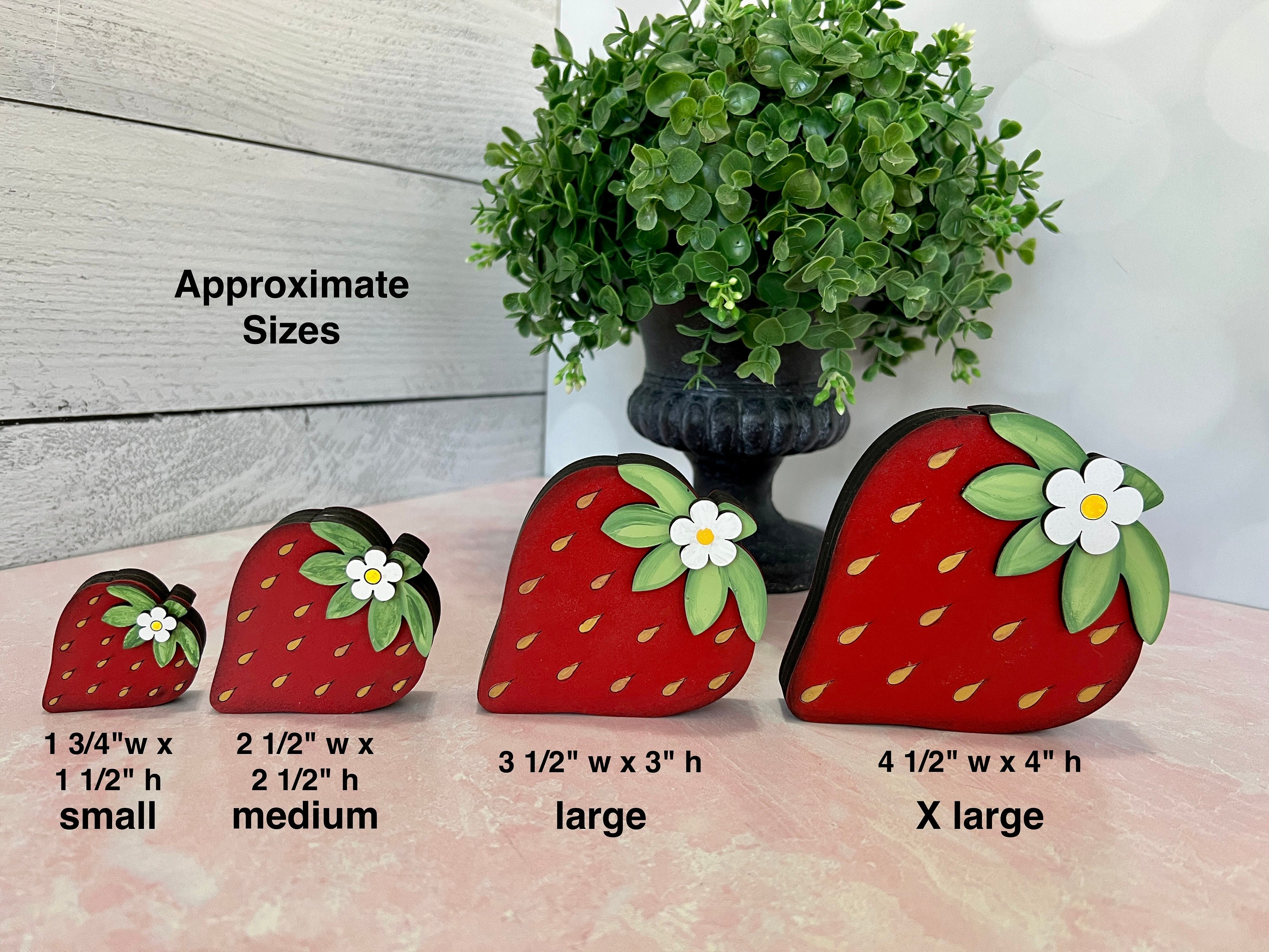 Strawberry Carton and Chunky Strawberries - Hand-painted Decor - 4 ...