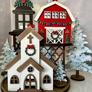 Country Christmas Church Tea Light Holder, Mantel Decor, Includes Tea ...