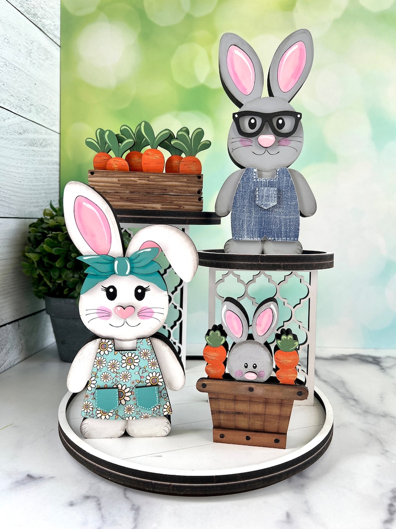 Easter Bunny Family Chunky Shelf Sitter, Mini Carrot Crate, Spring ...