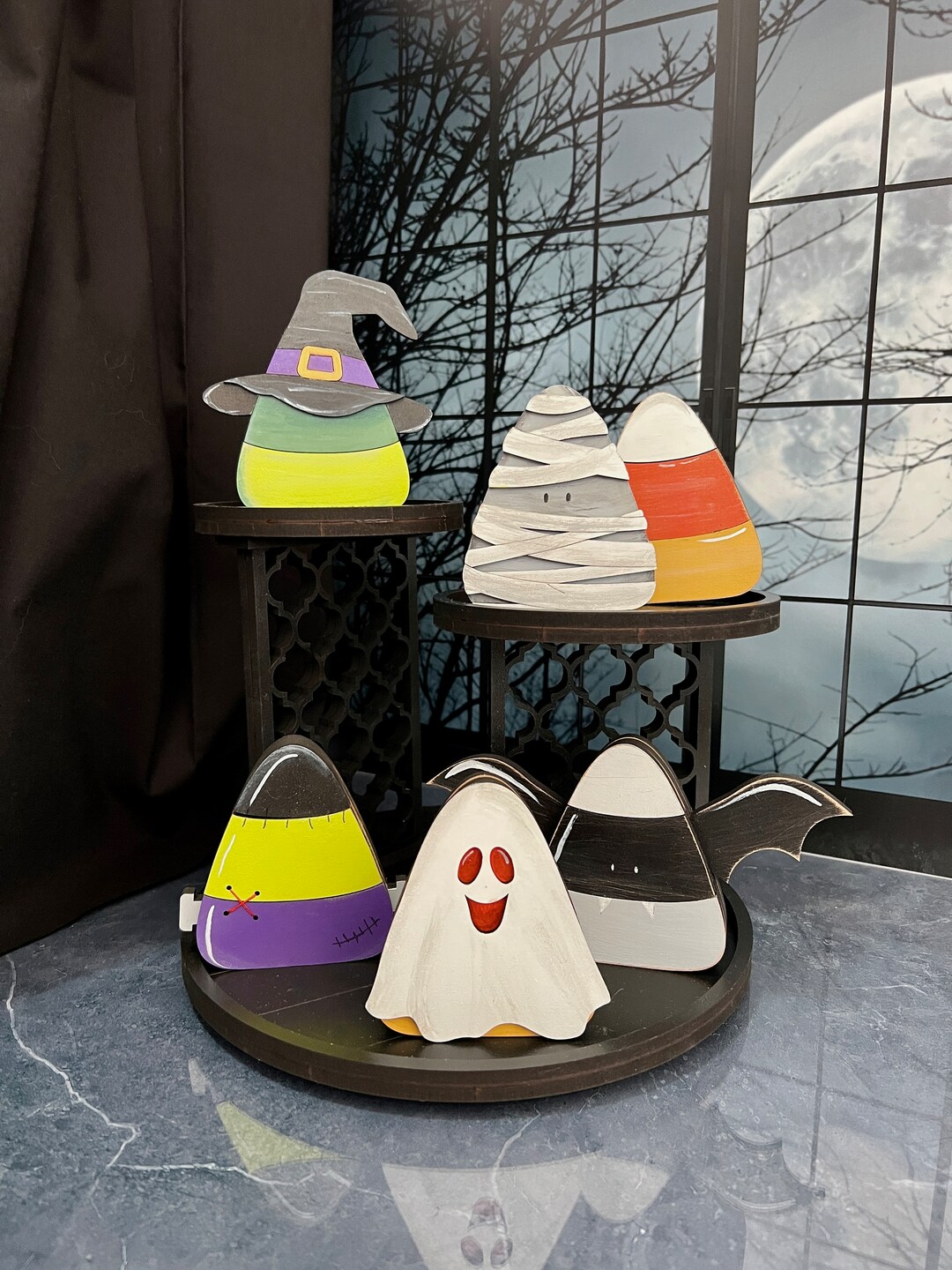 Candy Corn Halloween Crew – Painted Chunky Shelf Sitters – Vampire Bat ...