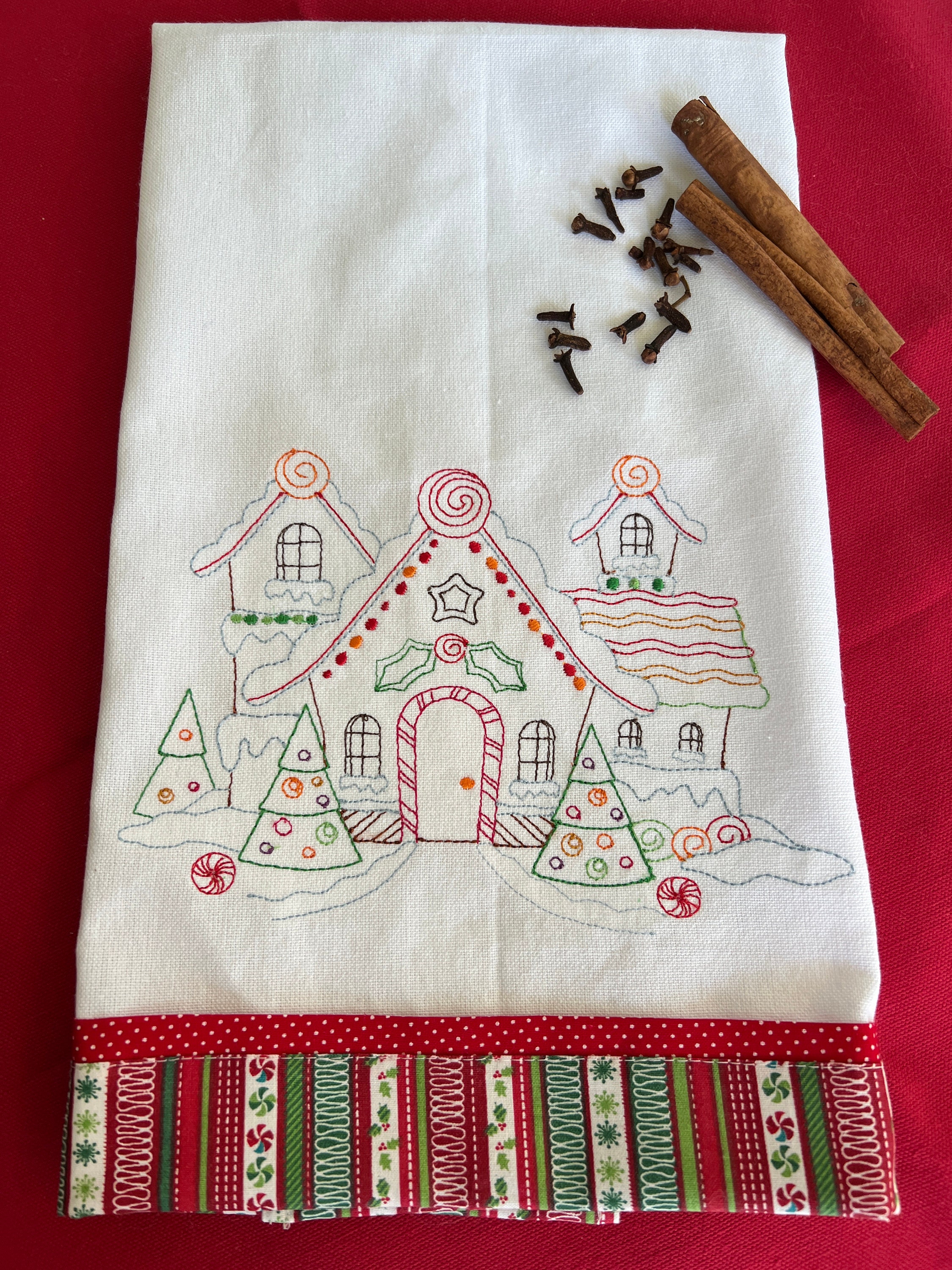 Gingerbread Houses Embroidered Kitchen Towel Flour Sack - Etsy