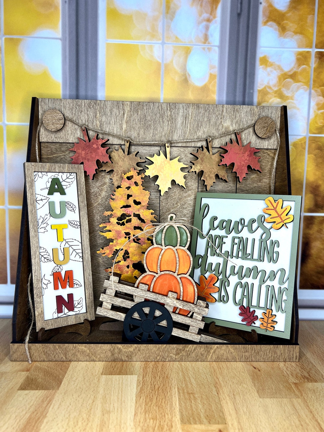 Autumn Decor Bundle for Shaker Style Shelf, Tiered Tray, Mini Signs ...