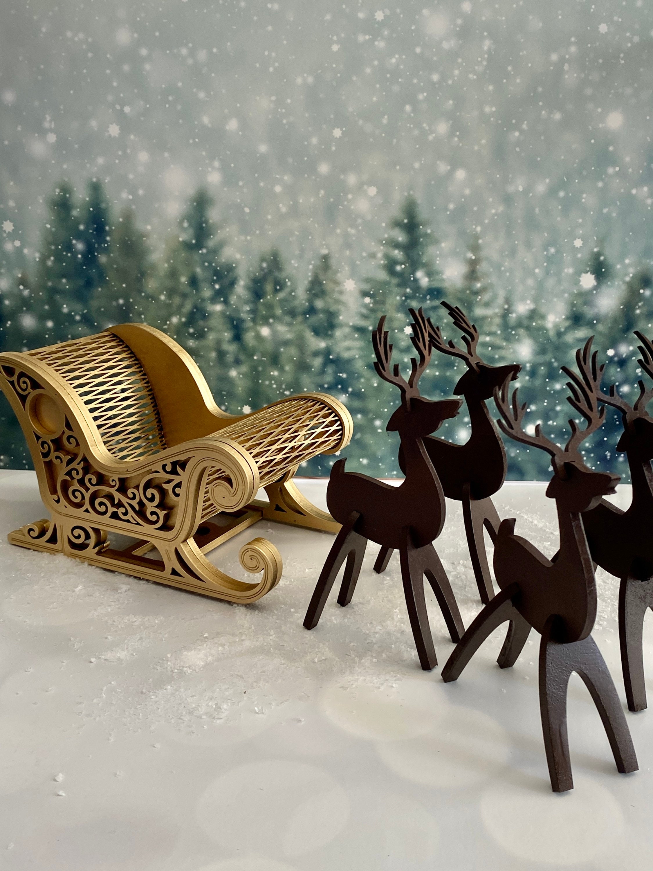 Wooden Sleigh for Home Decor Natural Gold or Red and Gold - Etsy