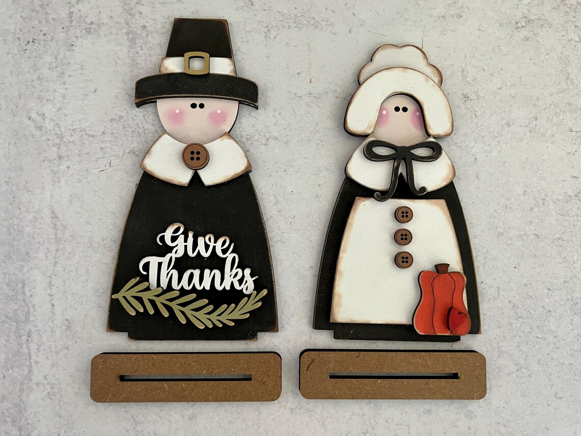Primitive Pilgrim Boy and Girl Shelf Sitters – Hand Painted ...