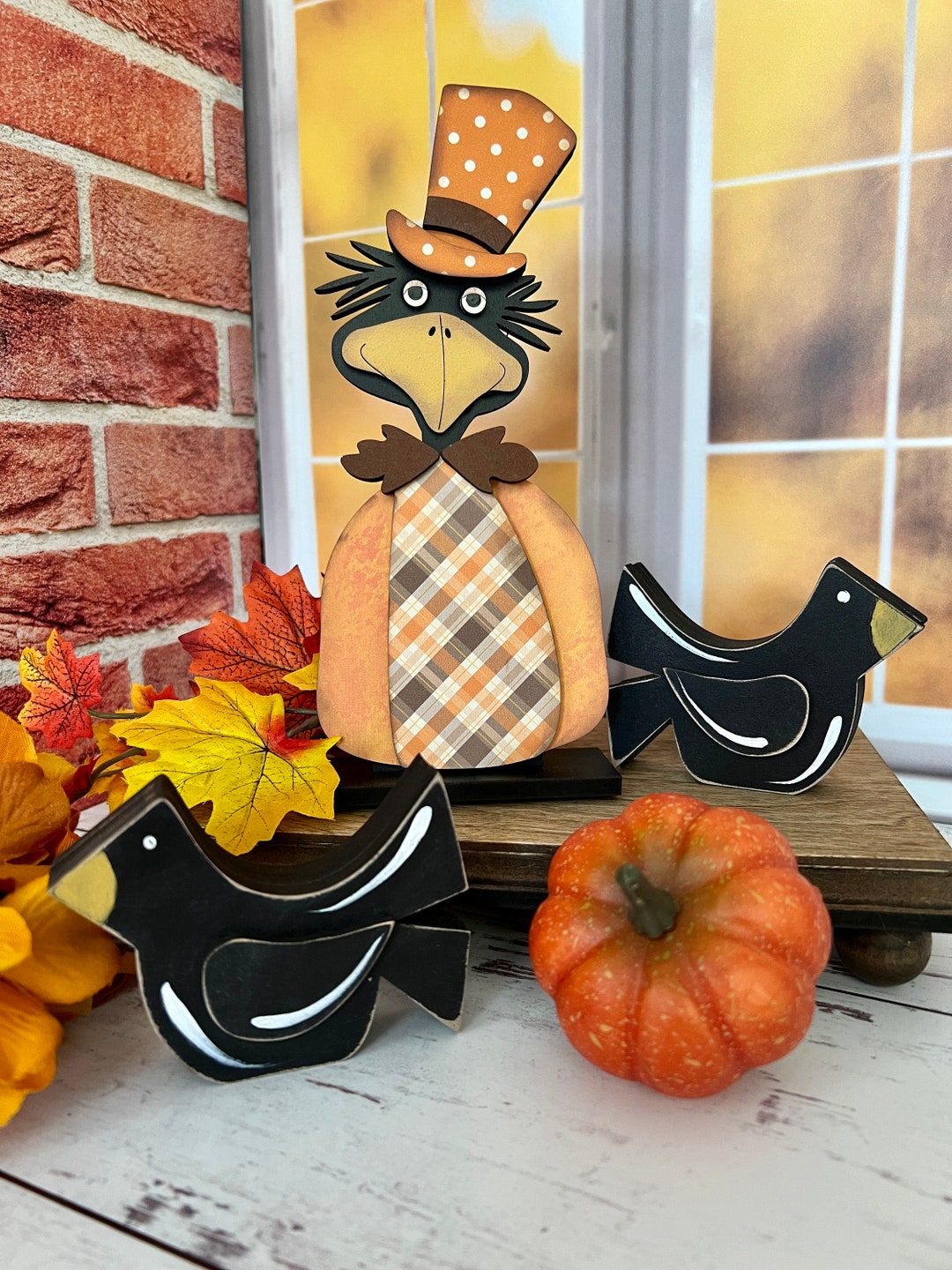Primitive Gentleman Crow Shelf Sitter, Fall, Halloween Decor, Hand ...