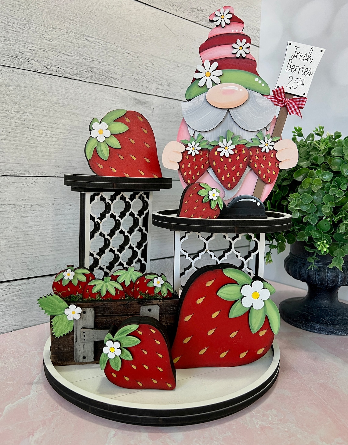 Strawberry Carton and Chunky Strawberries - Hand-painted Decor - 4 ...