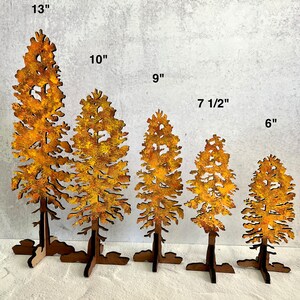 Free Standing Fall Trees, Yellow-orange, Hand Painted, Autumn Decor ...