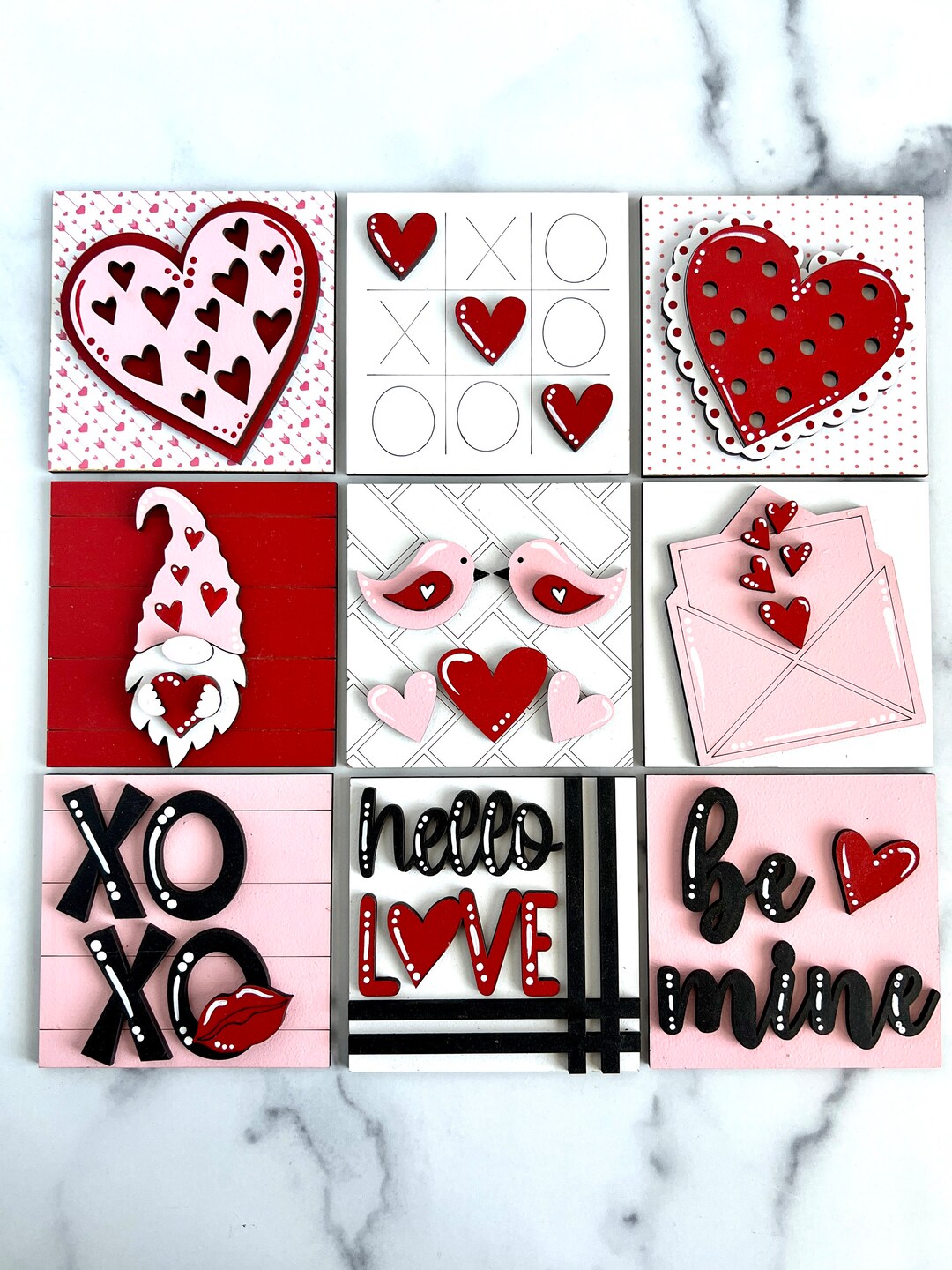 Valentine Interchangeable Squares, Seasonal Inserts 4x4, Hand Painted ...