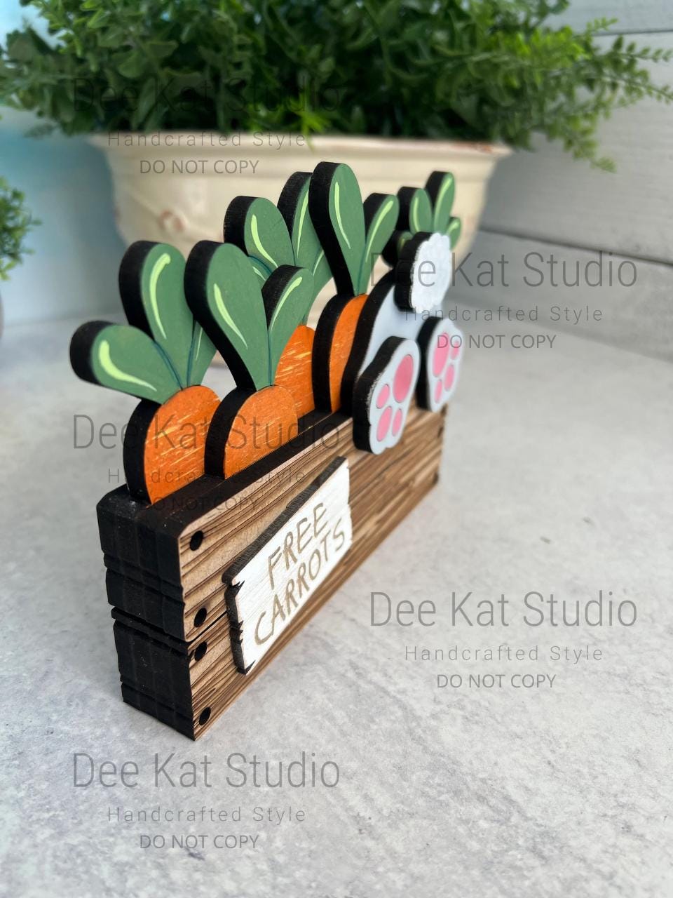 Bunny Tail in Crate of Carrots | Mini Carrot Crate Shelf Sitter - Etsy