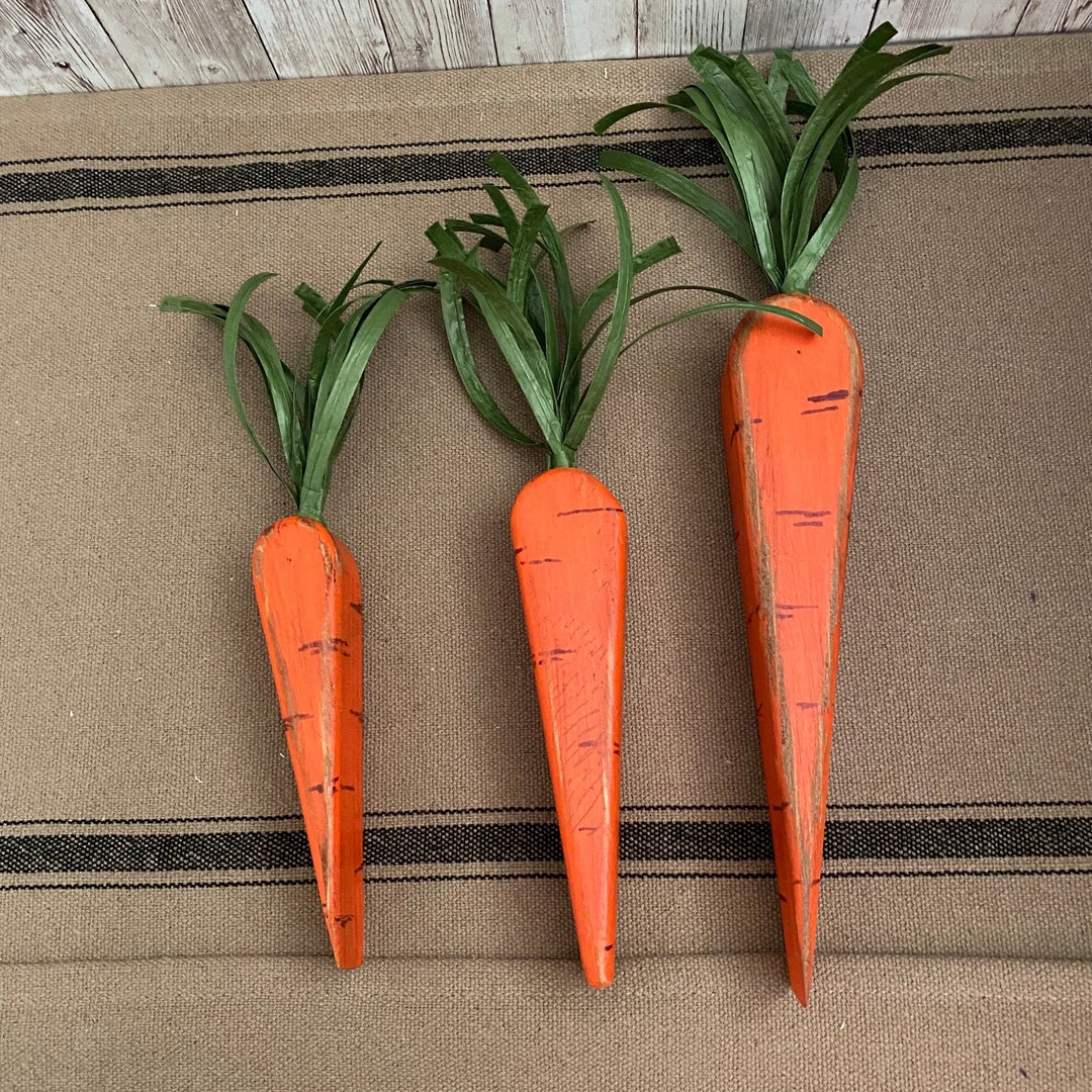 Rustic Wooden Carrots Painted Distressed and Waxed - Etsy