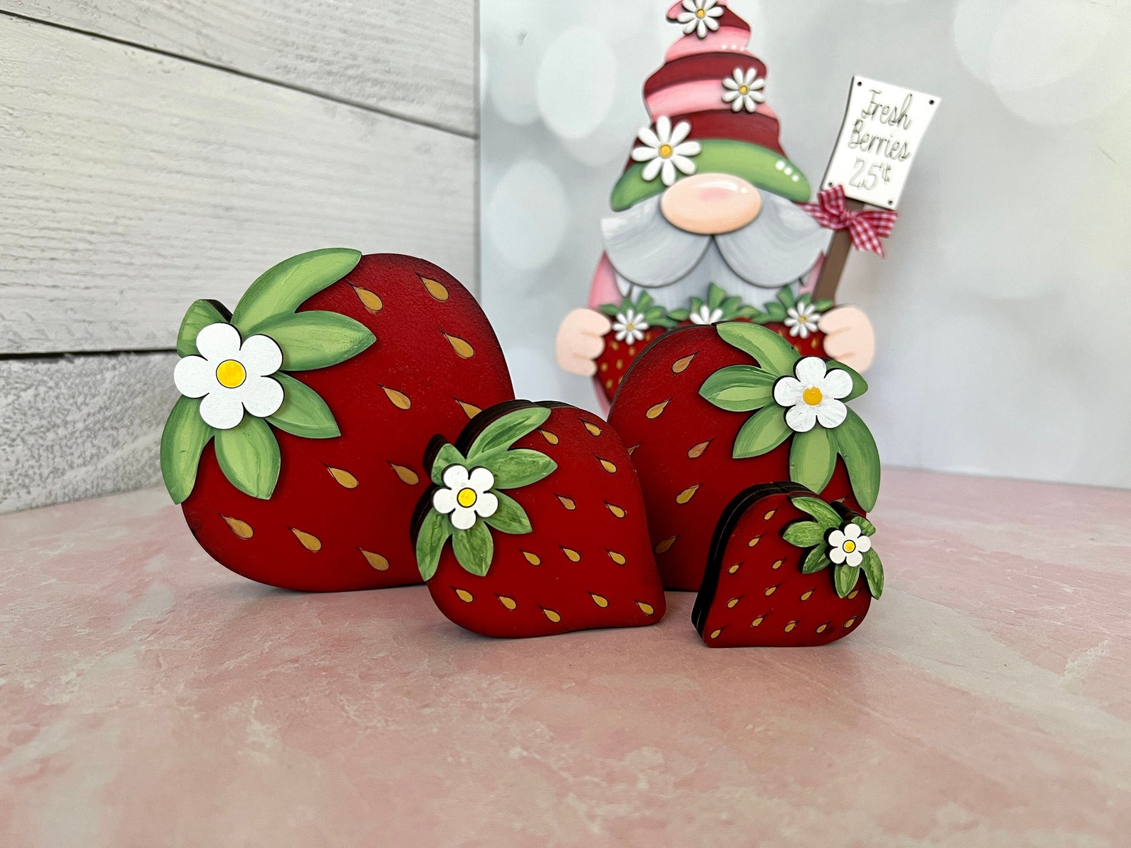 Strawberry Carton and Chunky Strawberries - Hand-painted Decor - 4 ...
