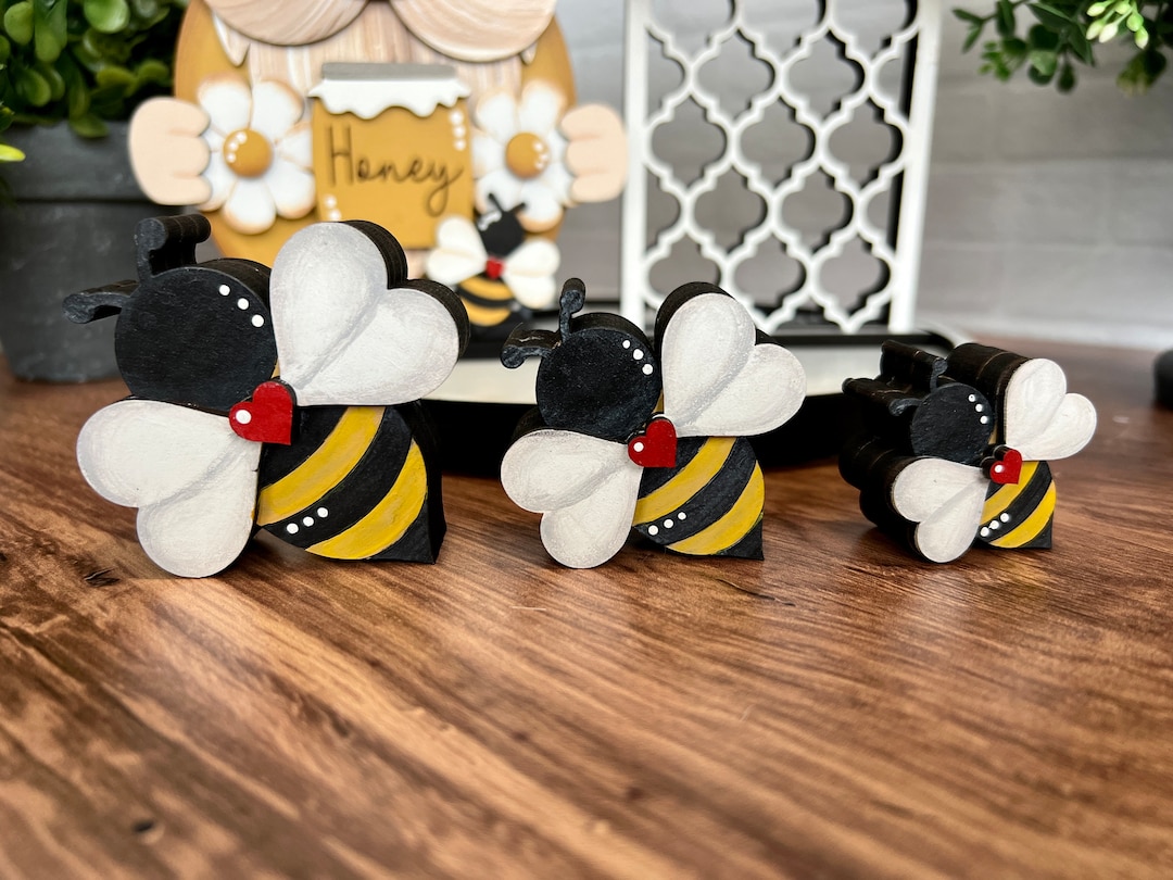 Chunky Bee Shelf Sitter, Hand Painted Laser Cut in Three Sizes, Honey ...
