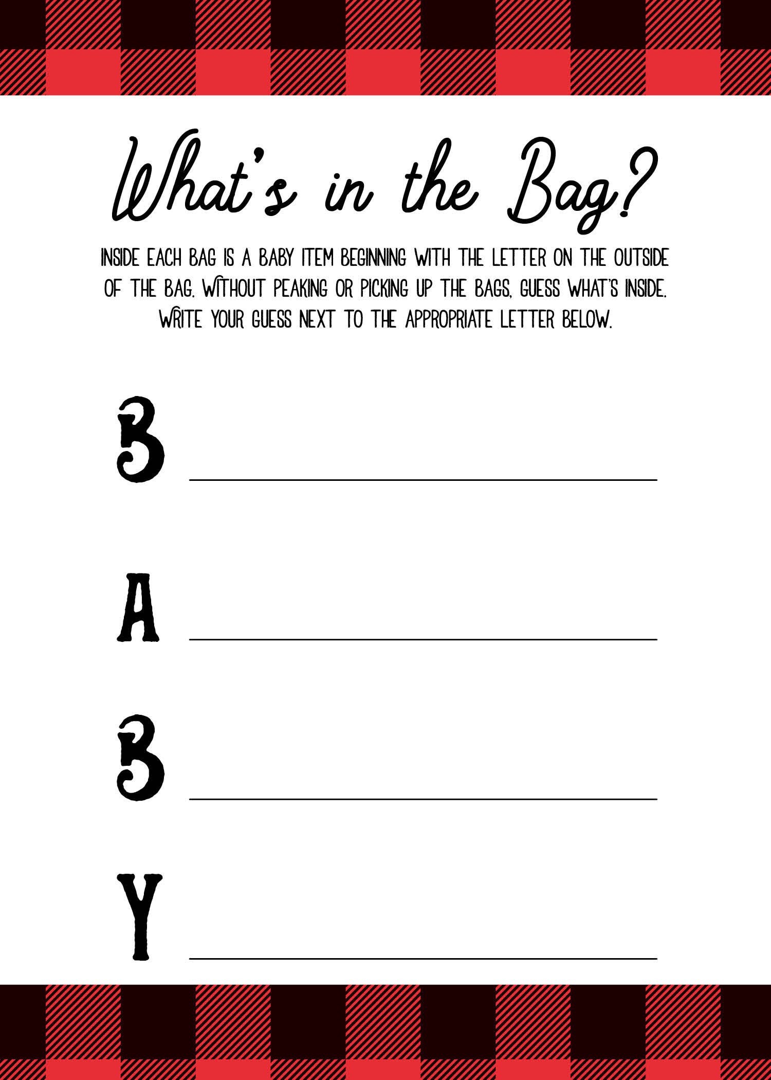 Baby Shower - Game - What's in the Bag? - Etsy