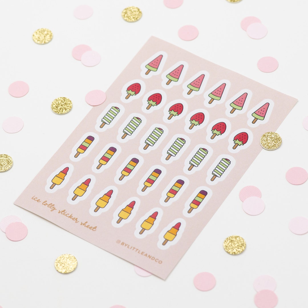 Ice Lolly A6 Sticker Sheet, Ice Lollies, Ice Cream, Twister, Rocket ...