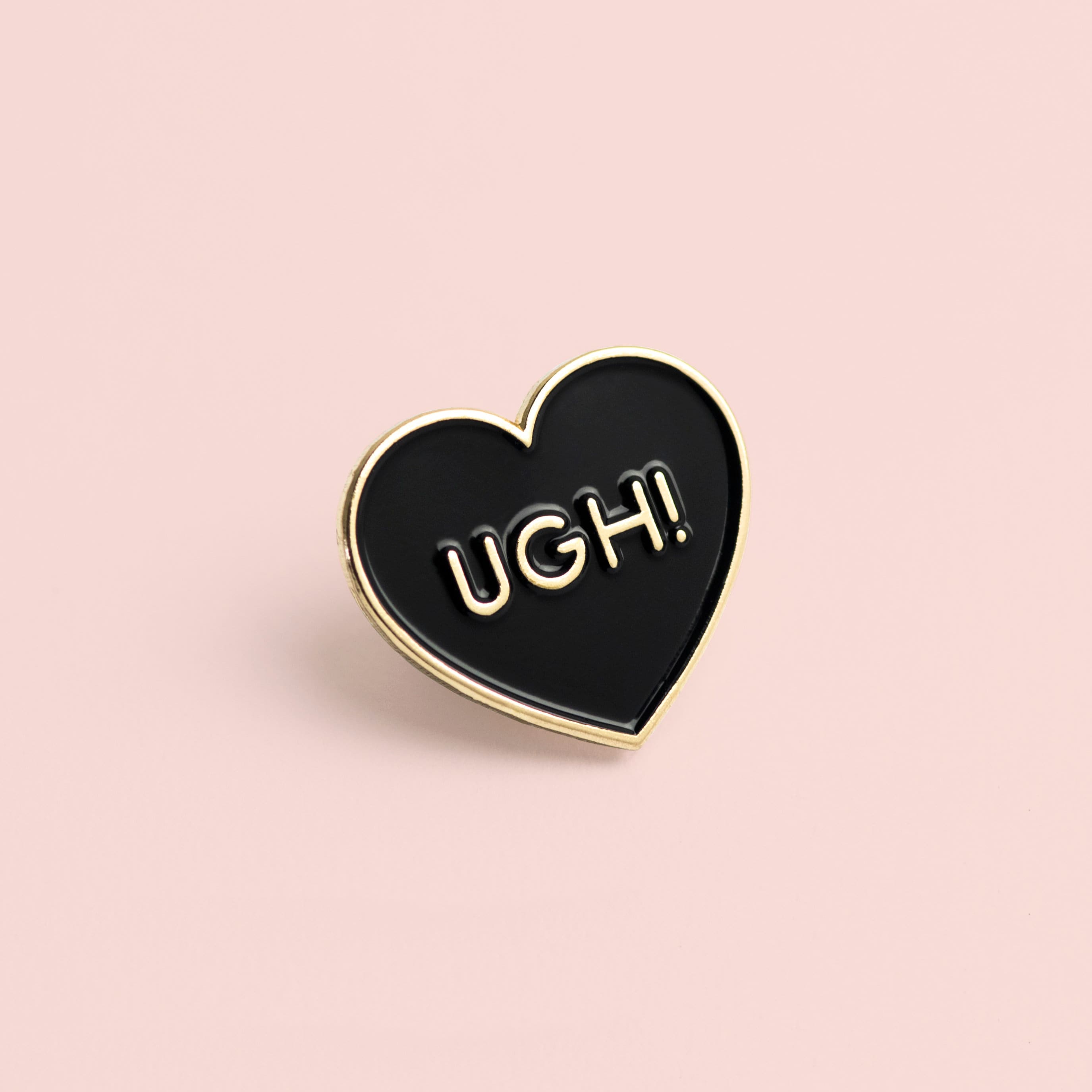 UGH Soft Enamel Pin Gold Black Typography Heart the 1975 | Etsy